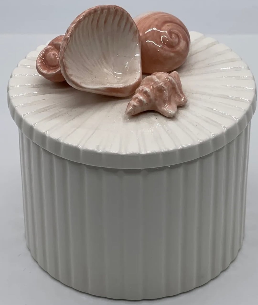 Fitz and Floyd Nautical Seashell Figural Trinket Jar Dresser Dish 3D ...
