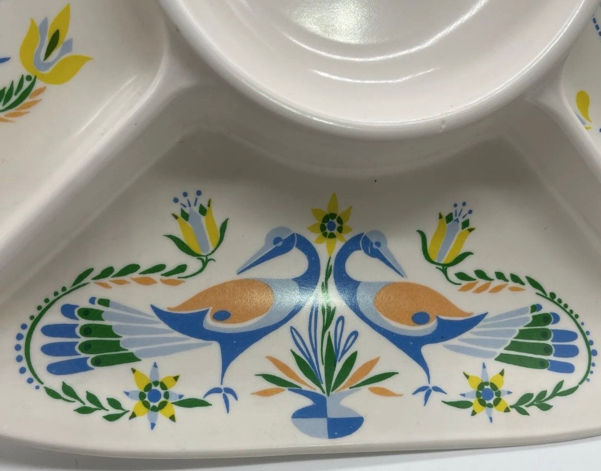 Vintage Pennsylvania Dutch Blue Bird Serving Tray Chip N Dip - Etsy