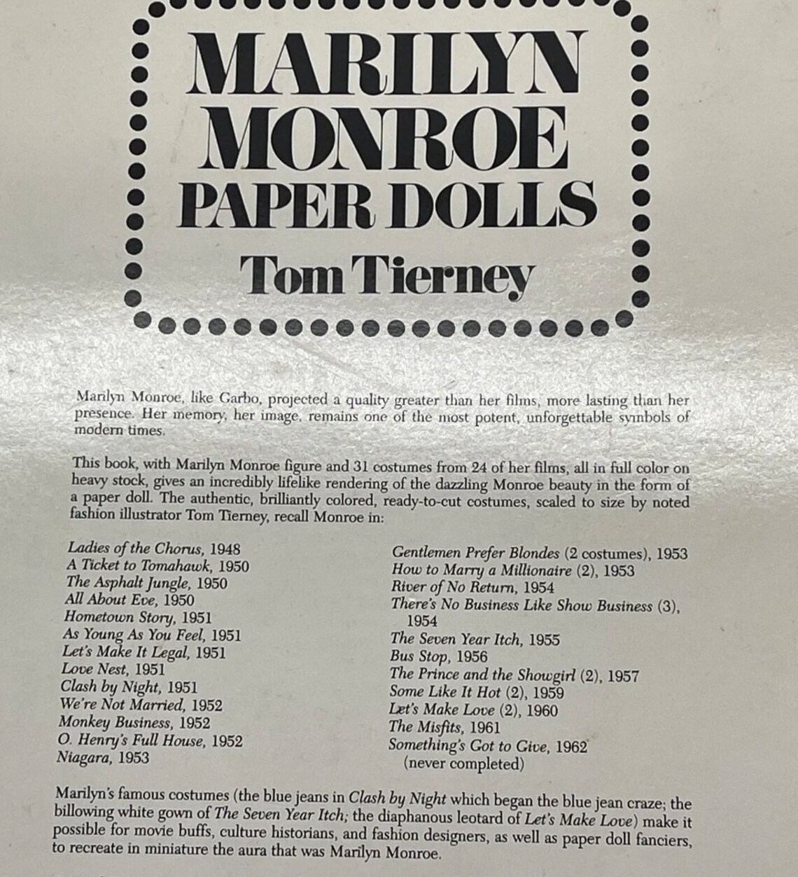 Vintage Tom Tierney Marilyn Monroe Paper Dolls 1979. - Etsy