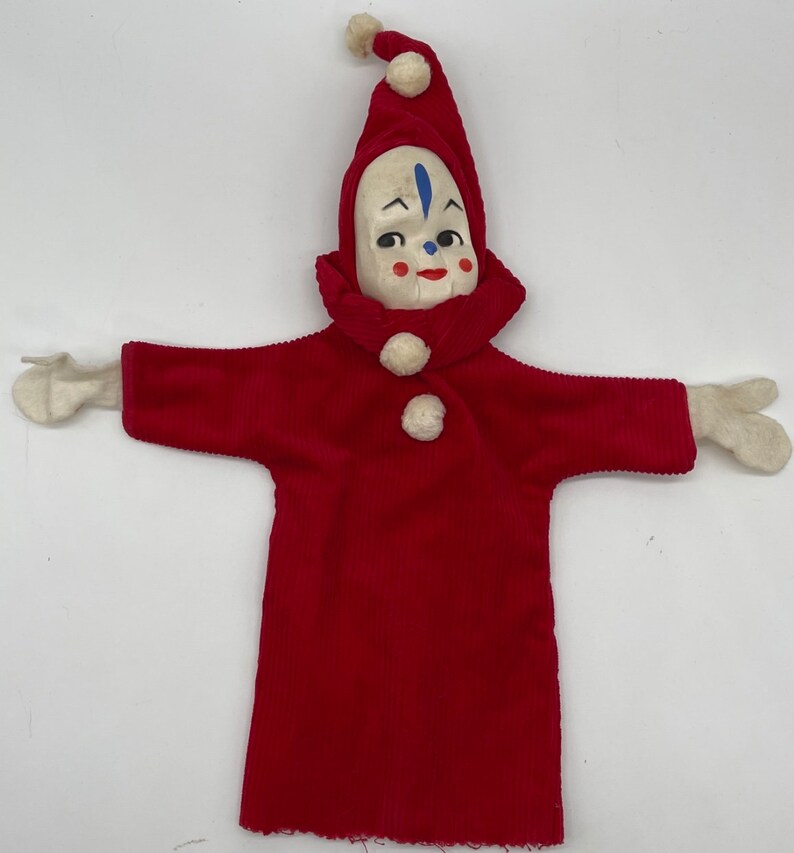 Vintage Clown Jester Joker Hand Puppet Plastic Face Corduroy - Etsy