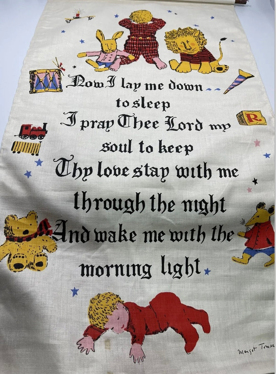 Child's Bedtime Prayer Banner Religious Wall Hanging Now I Lay Me Down ...