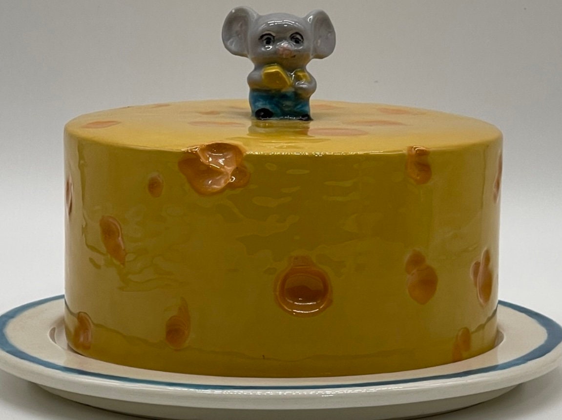 Vintage Ceramic Mouse Round Cheese Dish Plate Yellow With - Etsy