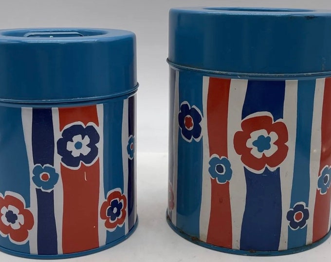 Vintage Mod Groovy Tin Canisters/tin Canisters Made in Japan/1970s ...