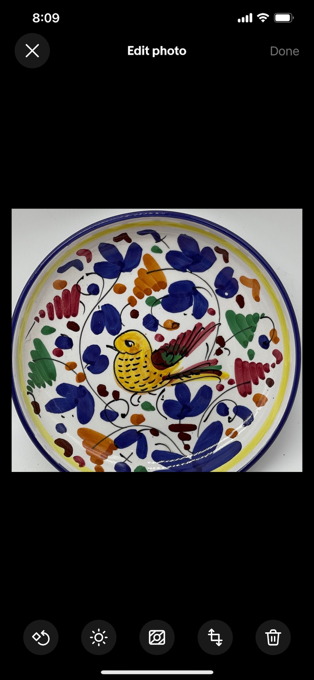 Vintage Italy Sambuco Mario Deruta Gold Bird Bowl Dish With Flowers 5 ...