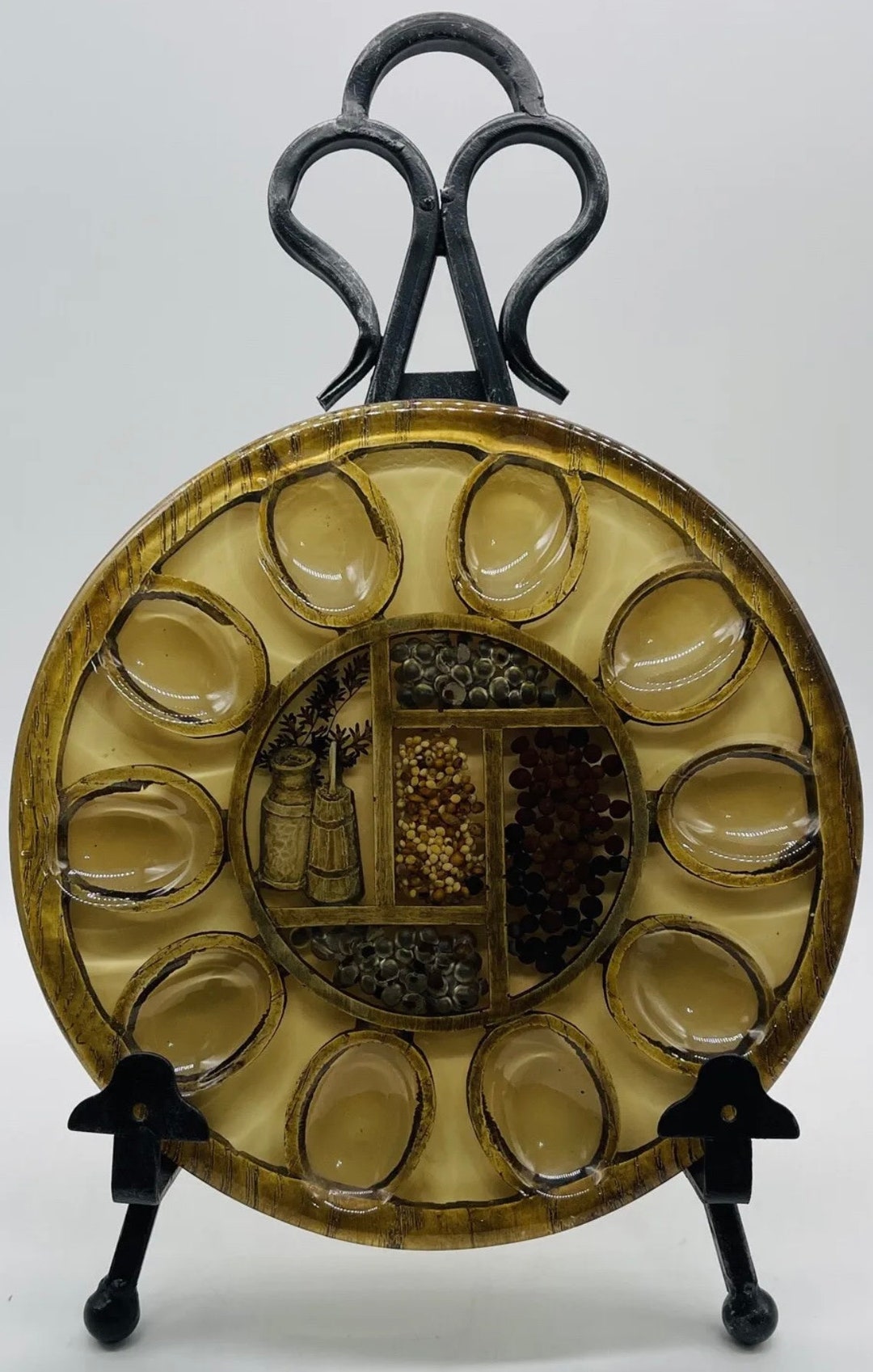 Vintage Colorflo Lucite Deviled Egg Plate Yellow Straw & Seeds Design ...