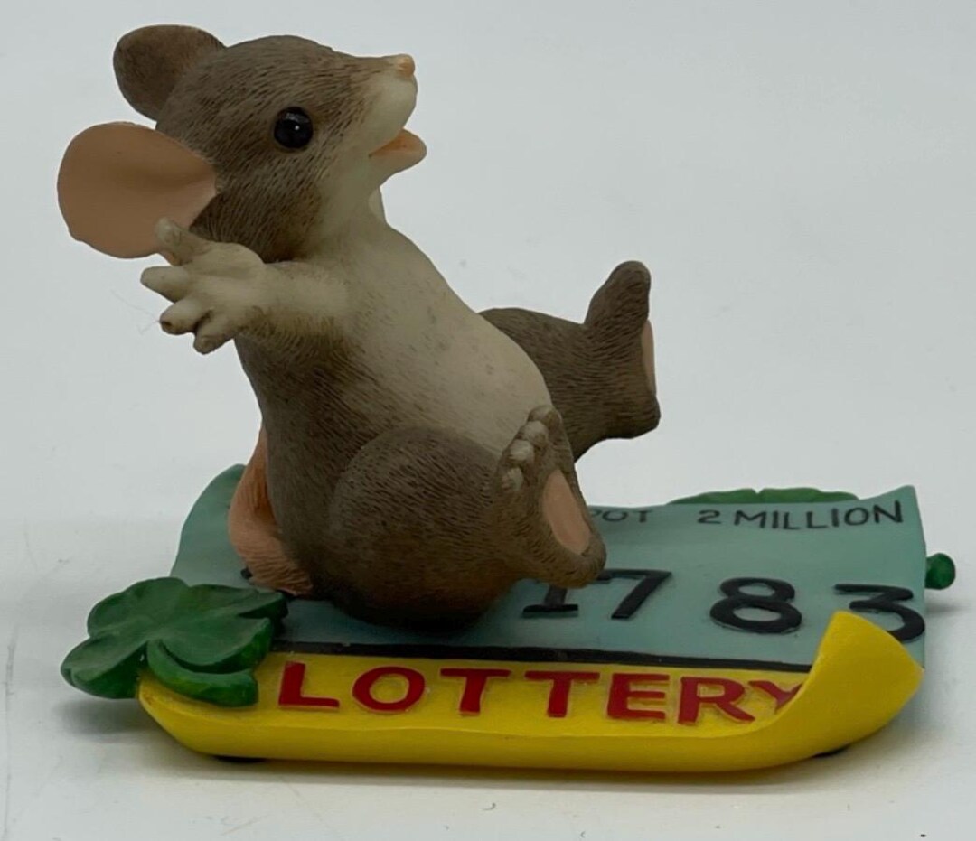 Charming Tails Fitz & Floyd I'm A Winner Mouse on Lottery Ticket ...