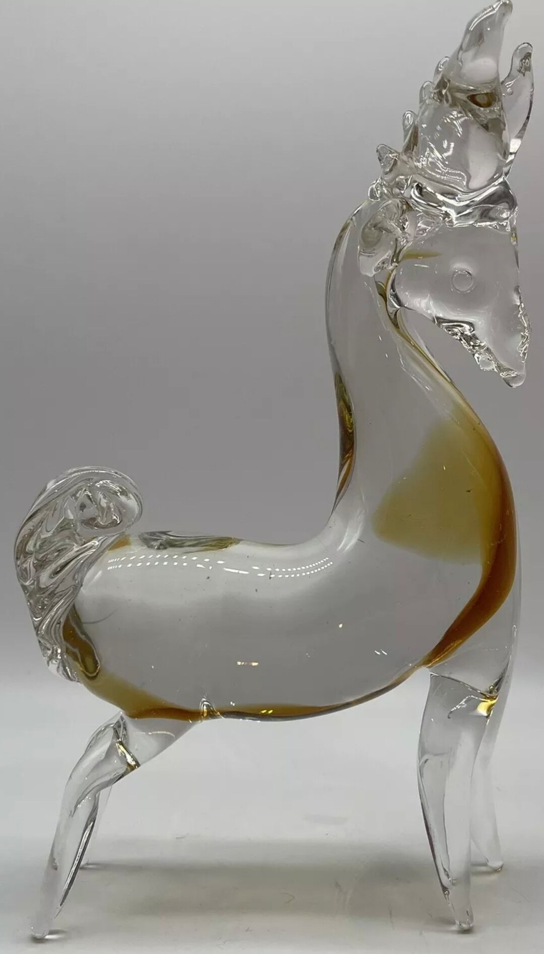 Murano Art Glass Reindeer Stag Gold & Clear Figurine - Etsy