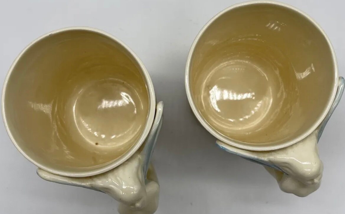 Rare Vandor Fairy Ceramic Mugs Cups Winged Angel Handles 1979 Fantasy ...