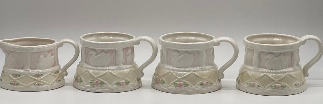 Vintage Fitz and Floyd OCI Omnibus Swan Wedding Cake Cups & Creamer. - Etsy