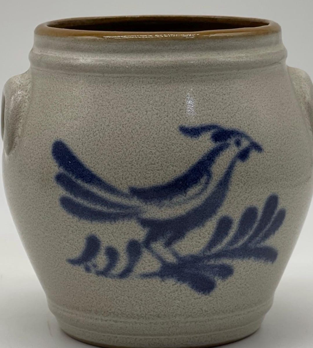 Vintage Japan Blue Bird Chicken Pottery Crock Planter American Folk Art ...