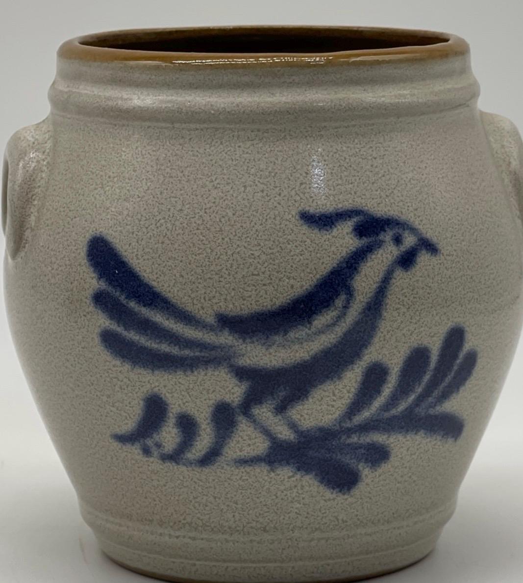 Vintage Japan Blue Bird Chicken Pottery Crock Planter American Folk Art ...