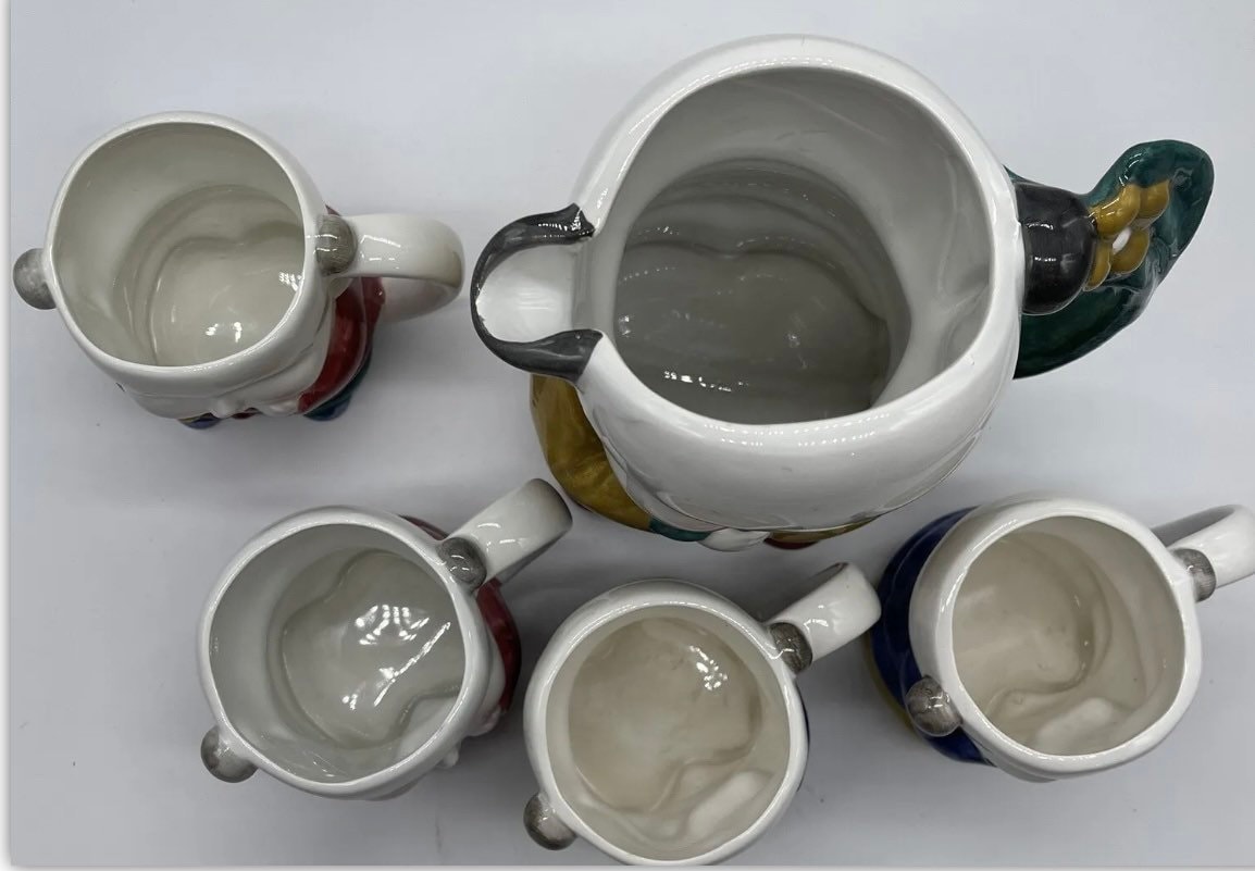 Vintage Japan Takahashi Figural Asian Pitcher and Cups Set Unique ...