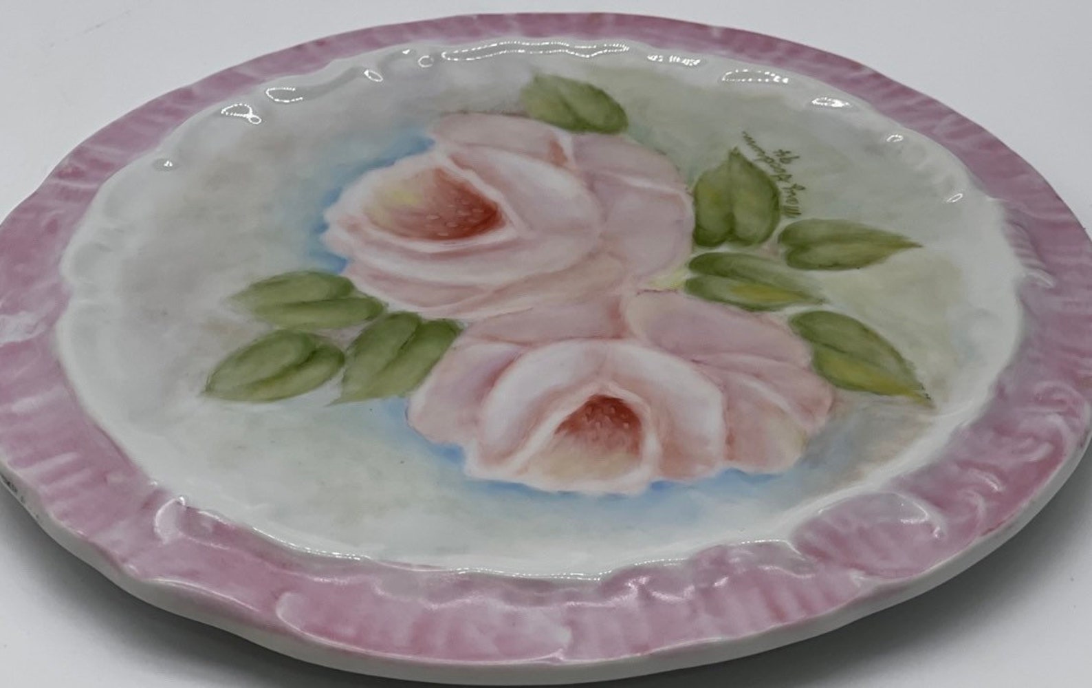 Vintage Hand Painted Pink Roses Plate Trivet Wall Hanging Mary - Etsy