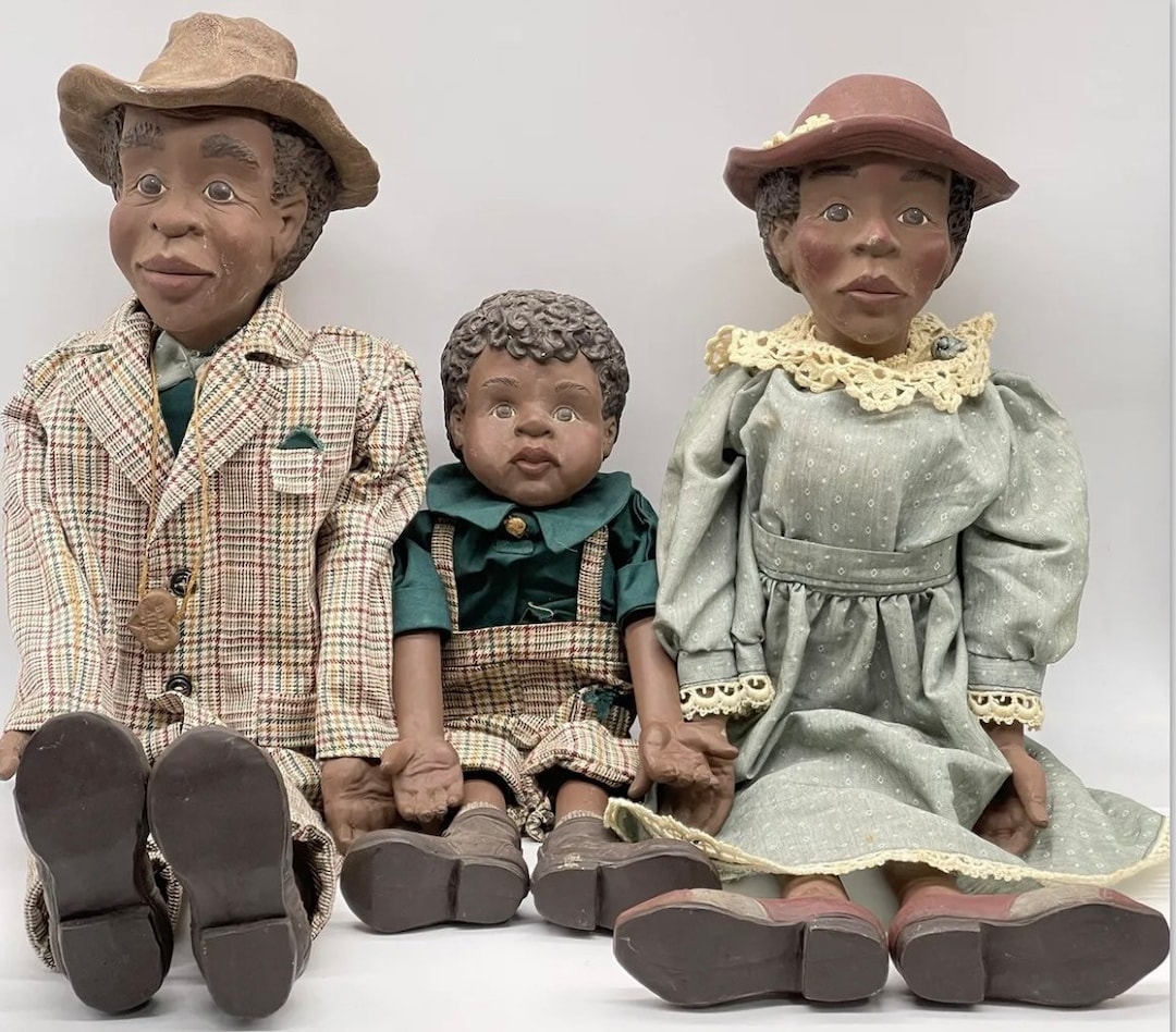 Rare Vintage Sarah’s Attic Man Woman Child Wooden Handmade Dolls Family ...