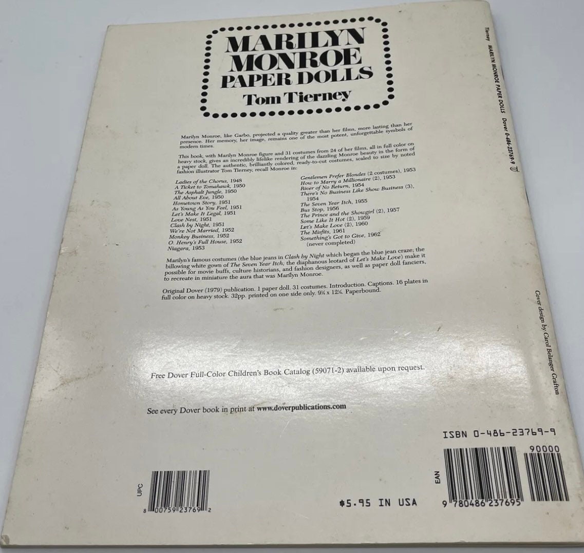 Vintage Tom Tierney Marilyn Monroe Paper Dolls 1979. - Etsy