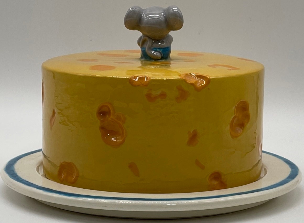 Vintage Ceramic Mouse Round Cheese Dish Plate Yellow With - Etsy