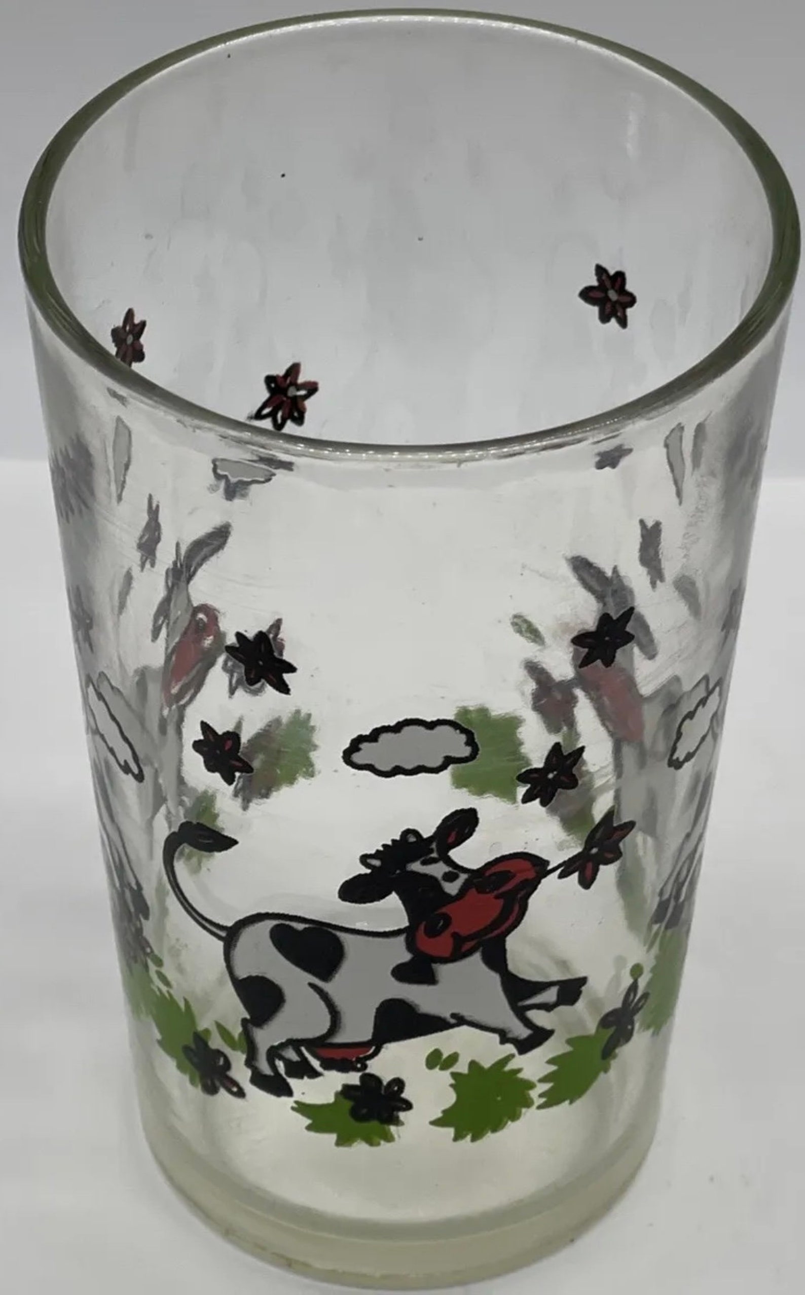 Vintage Morning Star Juice Glass Frolicking Cows Country Farm - Etsy