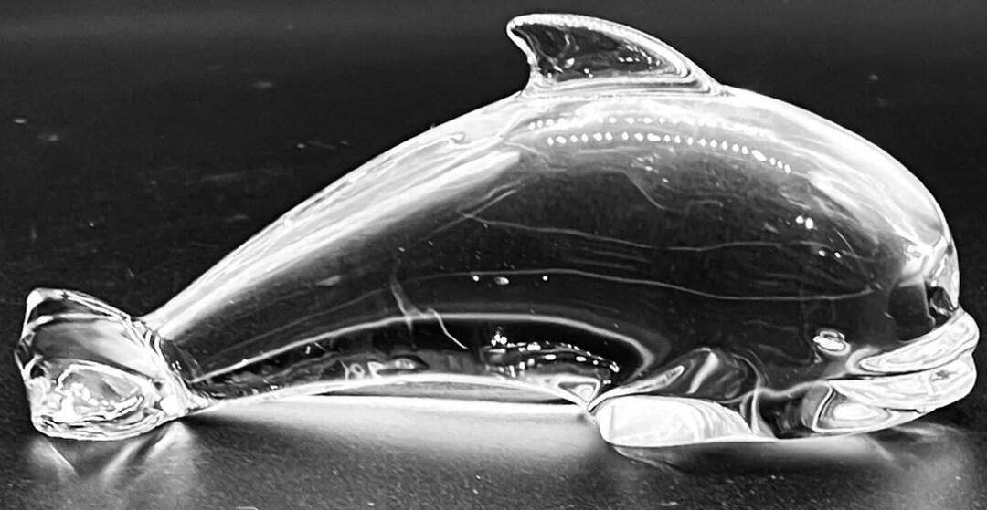 Hadeland Norway Crystal Glass Dolphin Whale Figurine Signed Paperweight ...