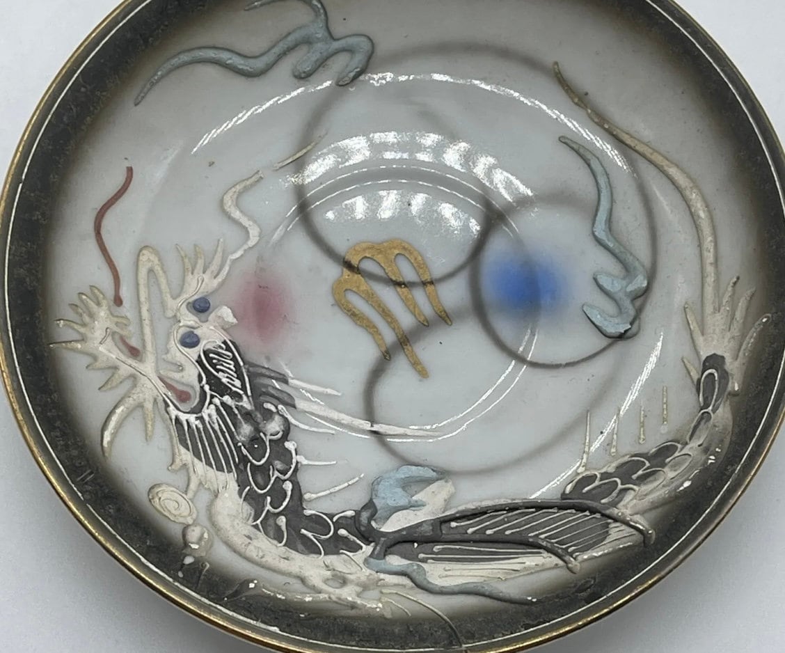 Vintage Japan Dragonware Teacup and Saucer Geisha Lithophane Moriage - Etsy