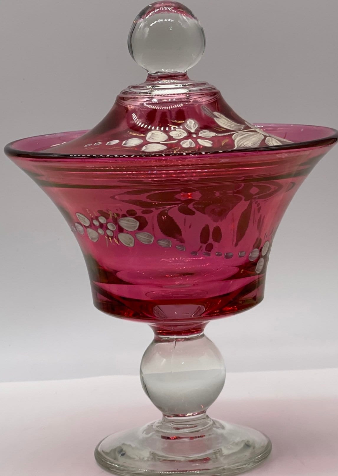 Vintage Paden City Cranberry Flash Candy Dish Pedestal Compote Painted ...