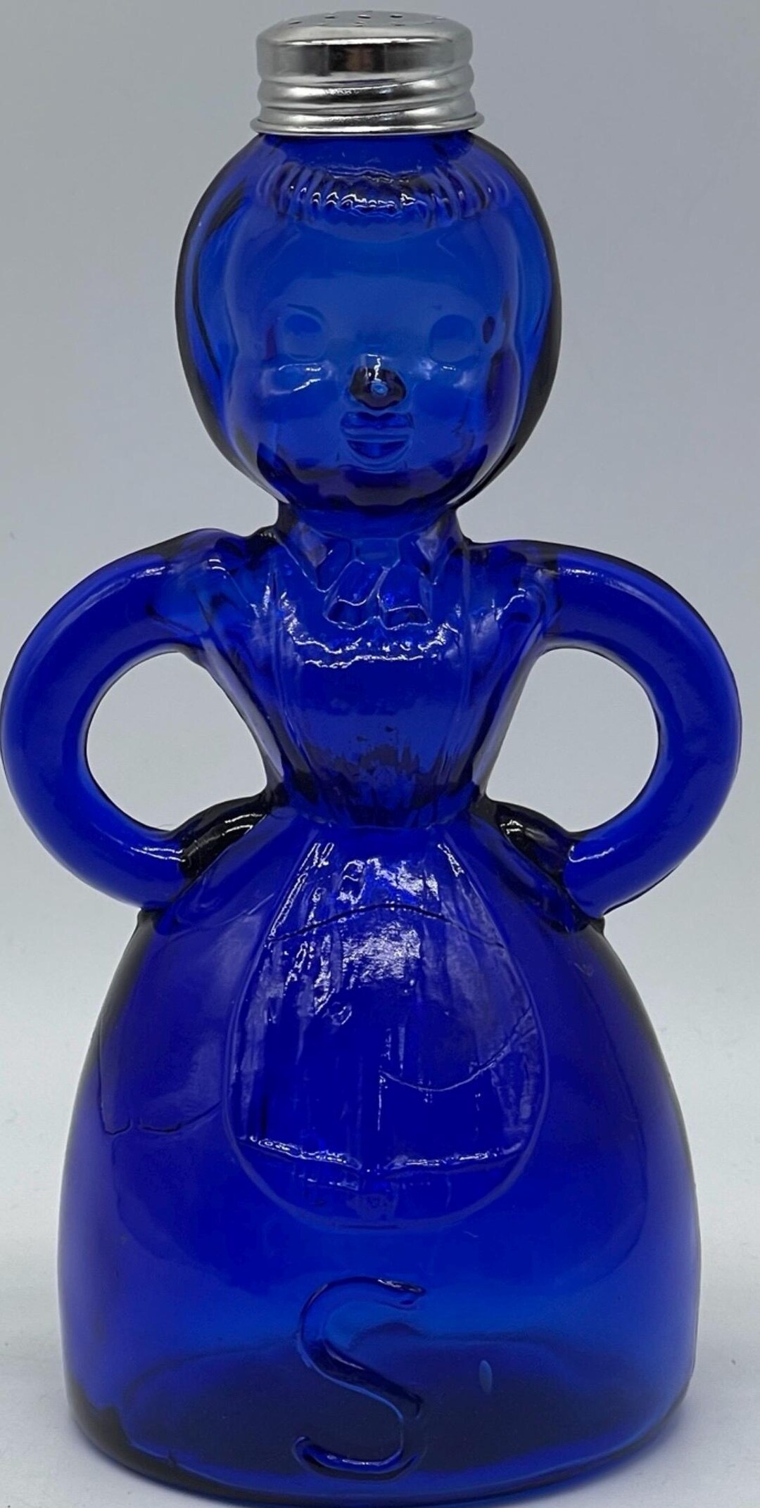 Vintage Merry Maid Lady Water Sprinkle Laundry Shaker Blue Cobalt Glass ...
