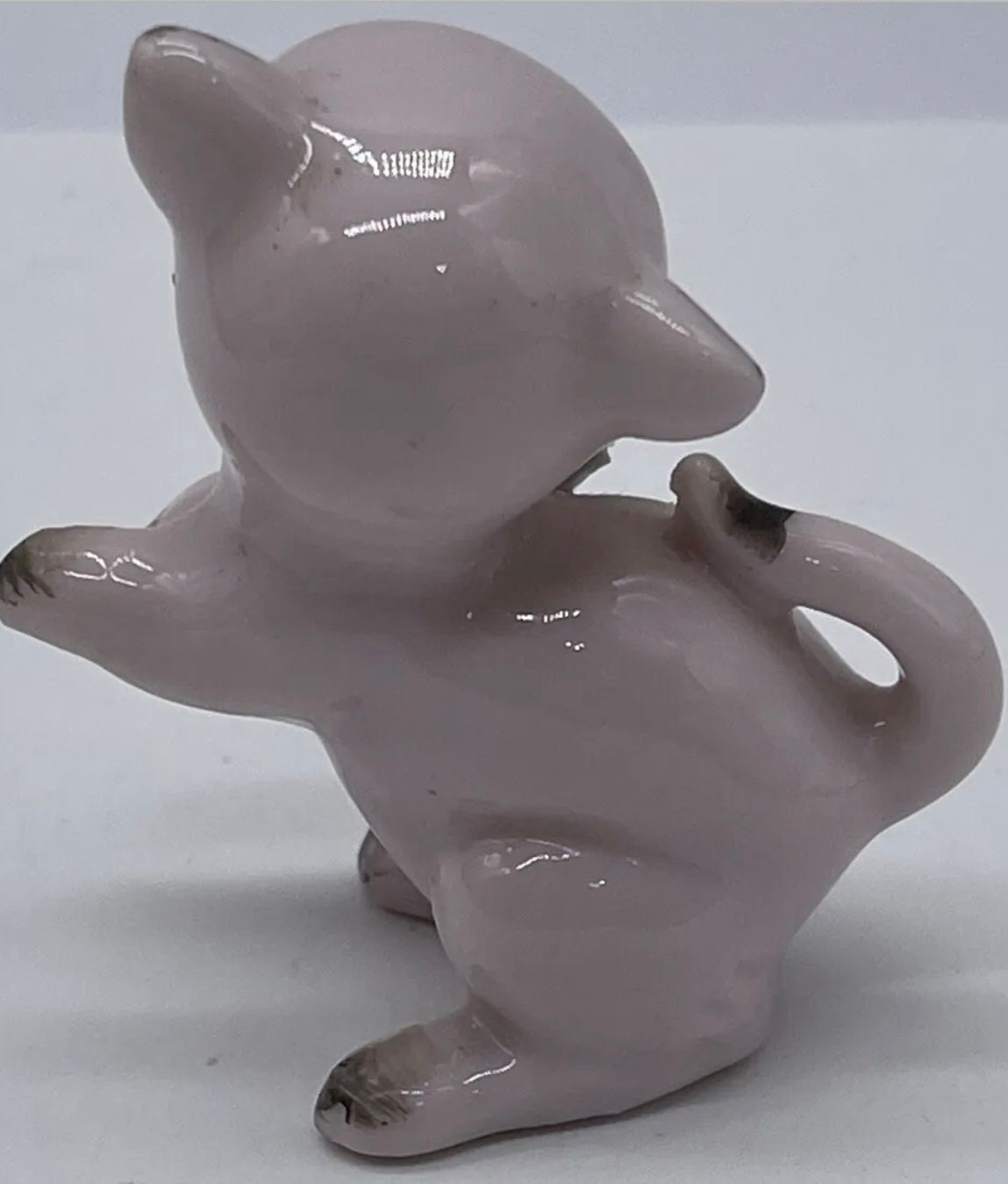 Vintage Japan Pink Cat Figurine With White Flower Playful - Etsy