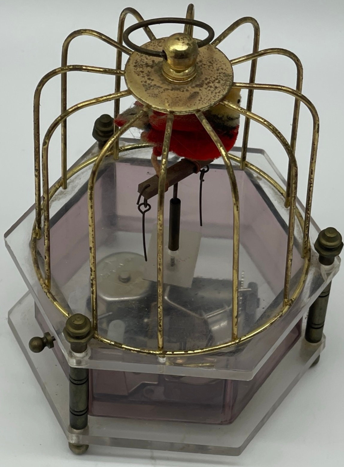 Vintage Japan Sankyo Automaton Bird in Cage Music Box Missing Wind up ...