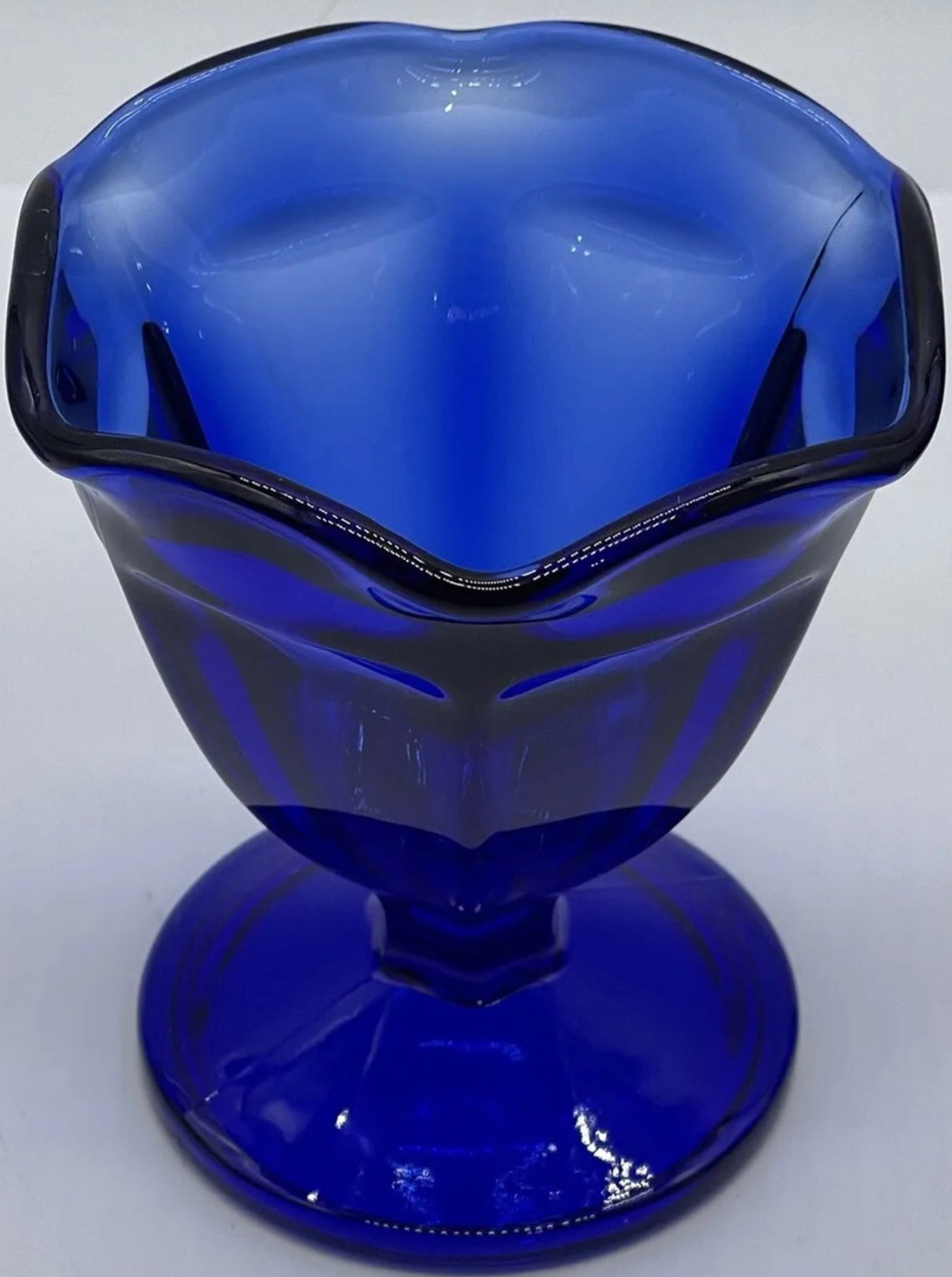 3 Vintage Anchor Hocking Cobalt Blue Scalloped Sherbet Goblets ...