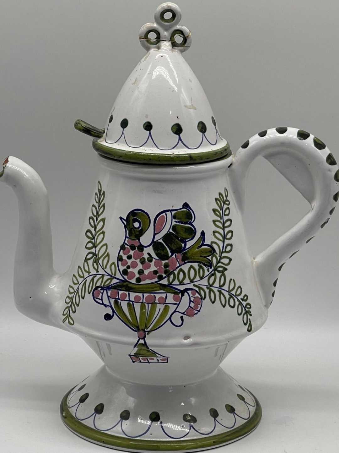 Vintage Italy Deruta Style Large Bird Chicken Teapot - Damaged Lid - Etsy