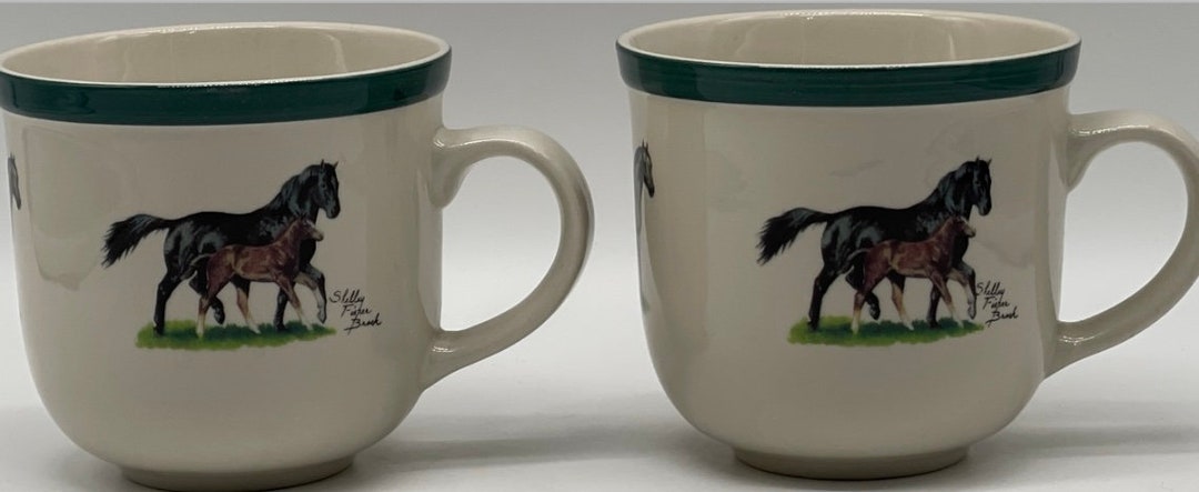 Vintage USA Anglers Expressions Horse & Foal Coffee Mugs Cups Shelley ...