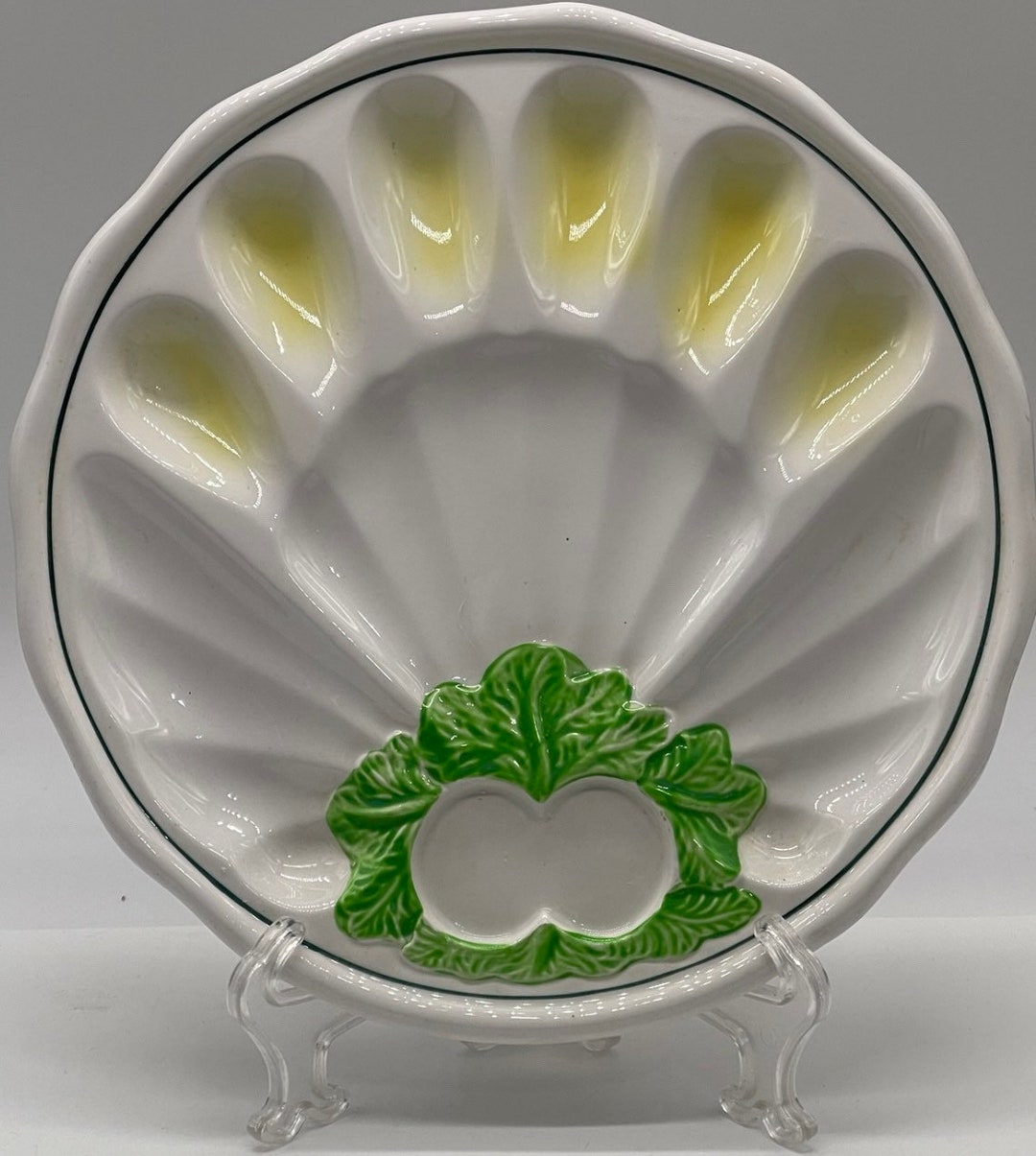 Vintage Ucagco Ceramic Deviled Egg Plate Tray Shell Shaped Design - Etsy