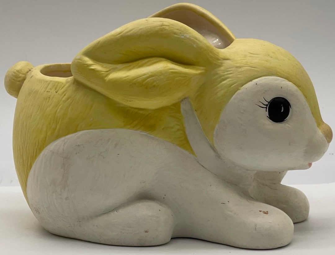 Vintage Napco Japan Bunny Rabbit Planter Yellow With Decorated Egg ...