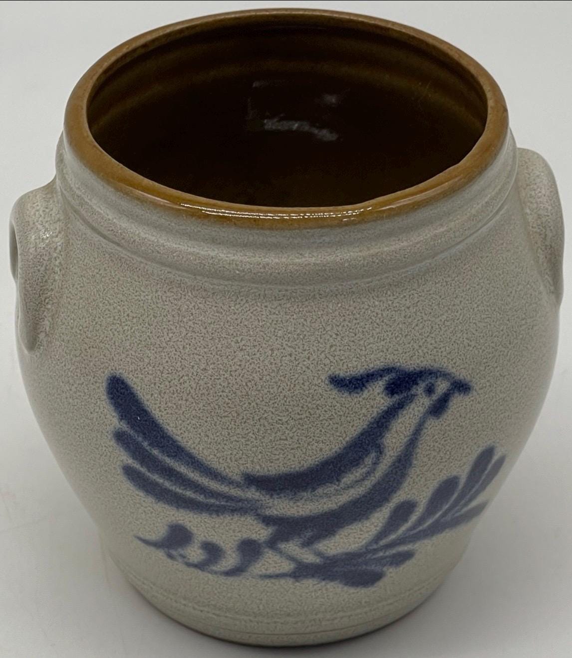 Vintage Japan Blue Bird Chicken Pottery Crock Planter American Folk Art ...