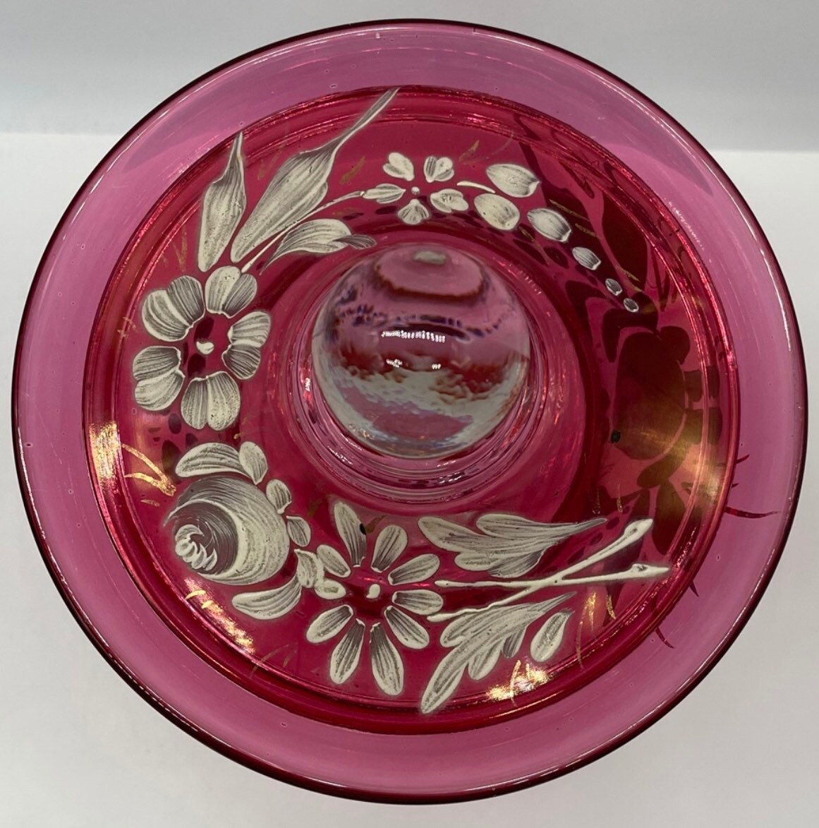 Vintage Paden City Cranberry Flash Candy Dish Pedestal Compote Painted ...
