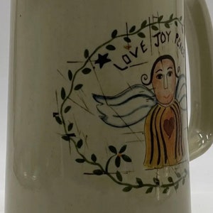 Vintage Otagiri Japan Folk Art Angel Pitcher Love Joy Peace 1995 Enesco ...