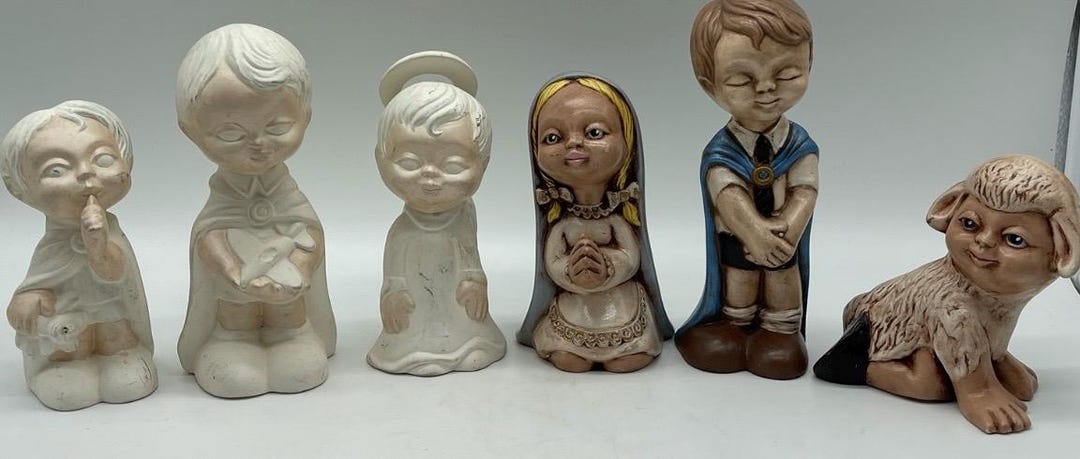 1975 Gare 6 Piece Nativity Set Anthropomorphic Creepy Figurines Vintage ...