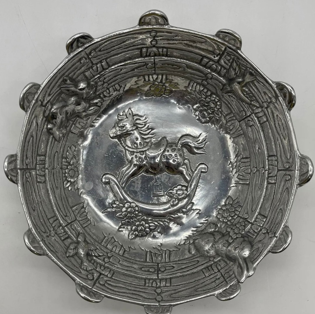 Arthur Court Baby Bowl Rocking Horse Bunnies Bird 2003 Trinket Dish. - Etsy