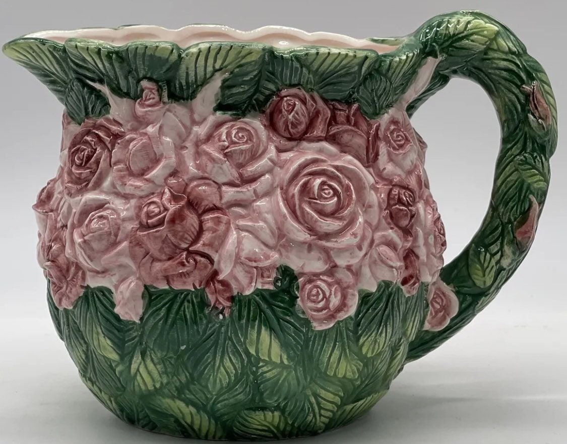 Vintage 1987 the Haldon Group Ceramic 3D Pink Roses Pitcher - Etsy
