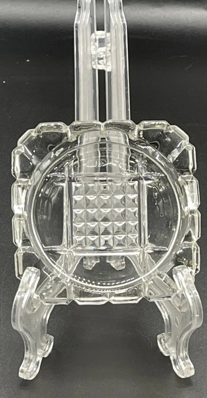 Vintage Hazel Atlas Crystal Glass Ashtray Klondike Pattern Square ...