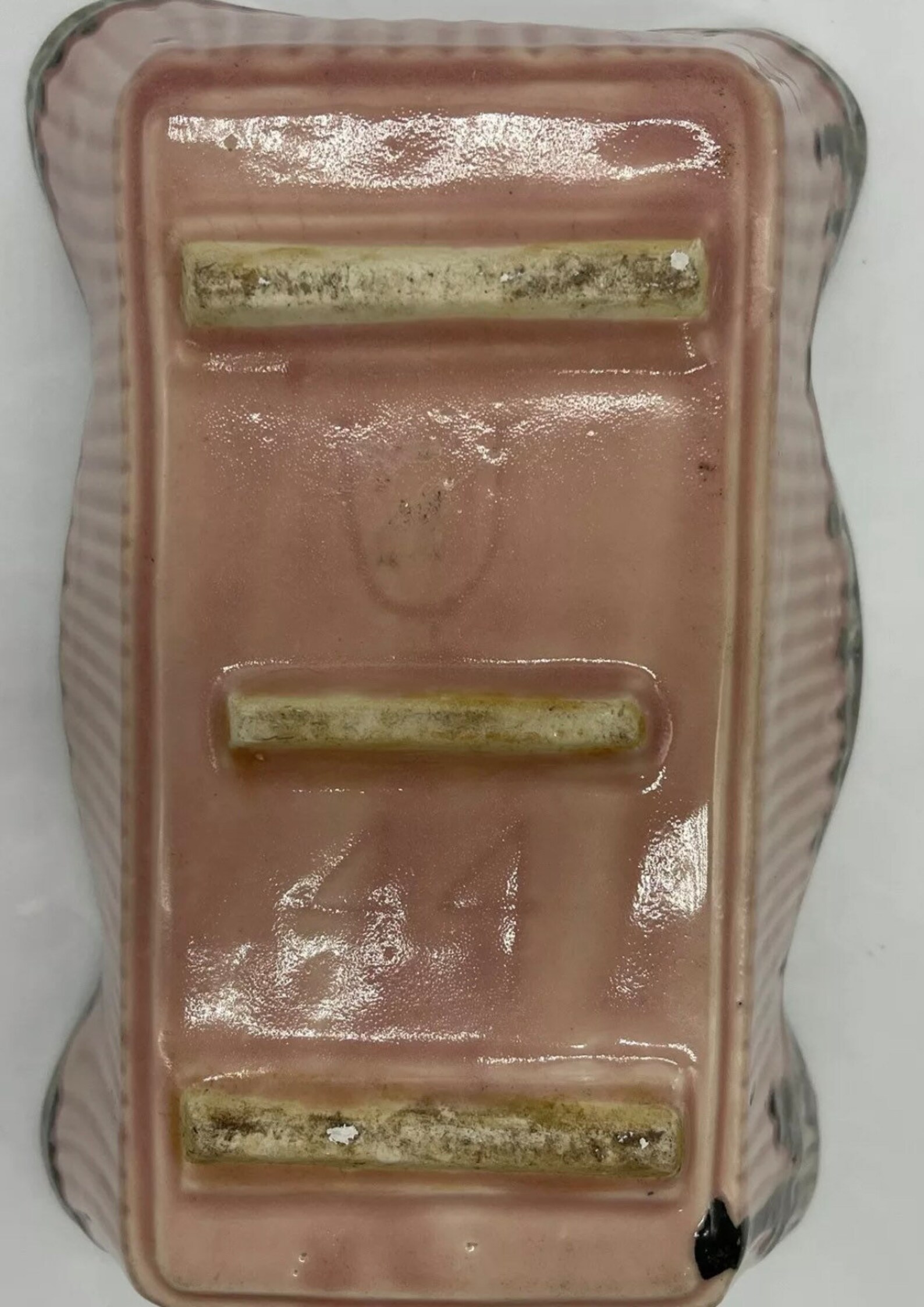 Vintage MCM Pottery Pink With Green Drip Glaze Planter Ribbed Siding ...