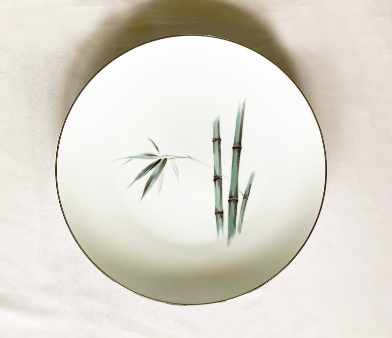 Vintage Japanese Dinnerware Sango Japan Bamboo Green Plate Tropical ...