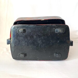 Antique Black Lacquerware Chinese Stacking Lunch Box Ceramic Top ...