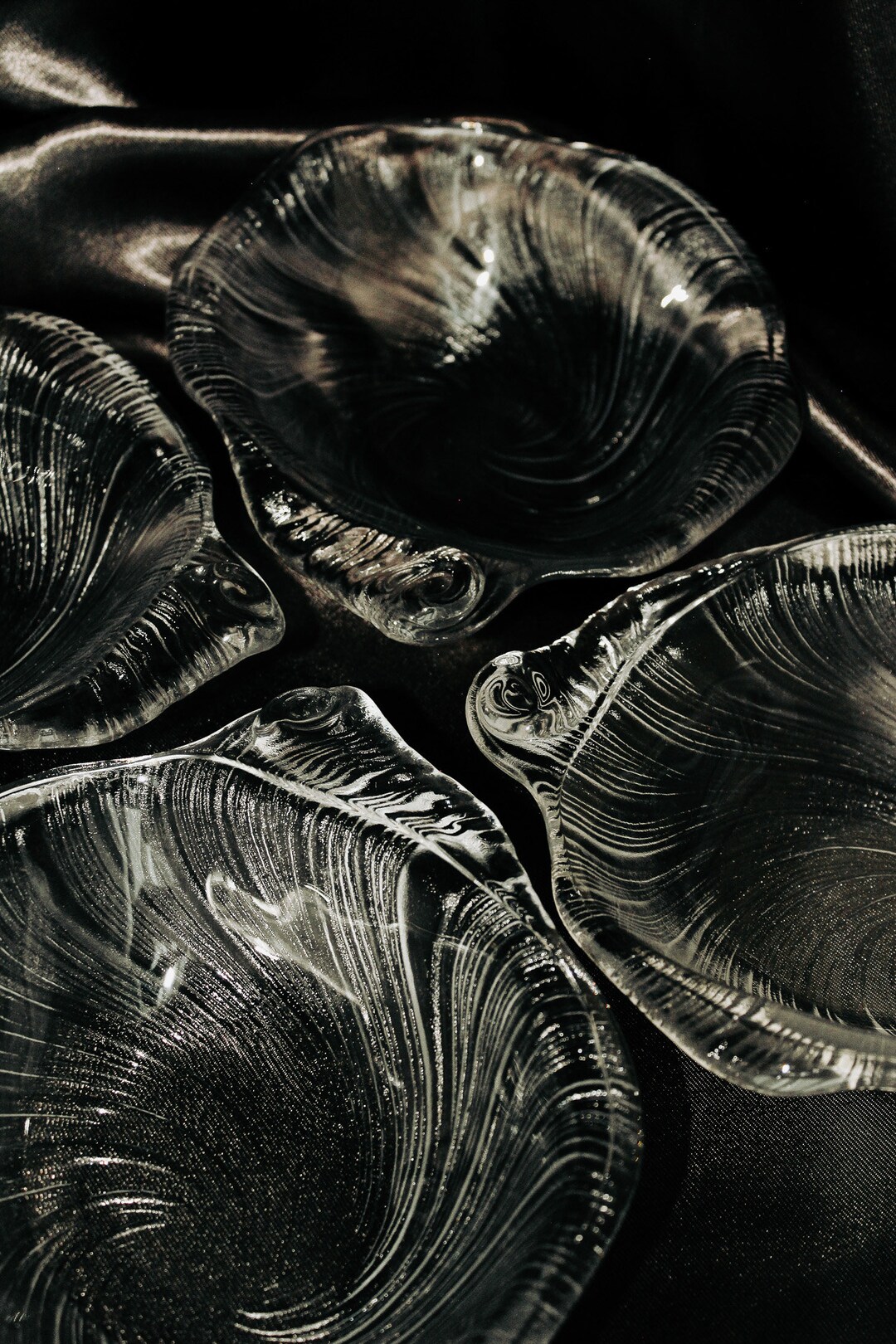 Vintage Crystal Seashell Bowl Set - Etsy