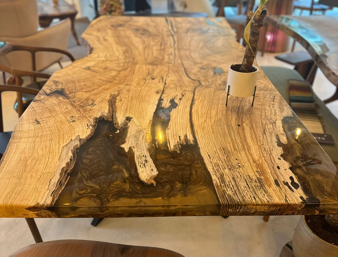 Epoxy Ash Wood Dining Table Ashley - Etsy