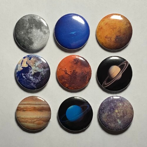 Planets the Moon Pin Set 9 Piece 1 Inch Button Pin Set - Etsy
