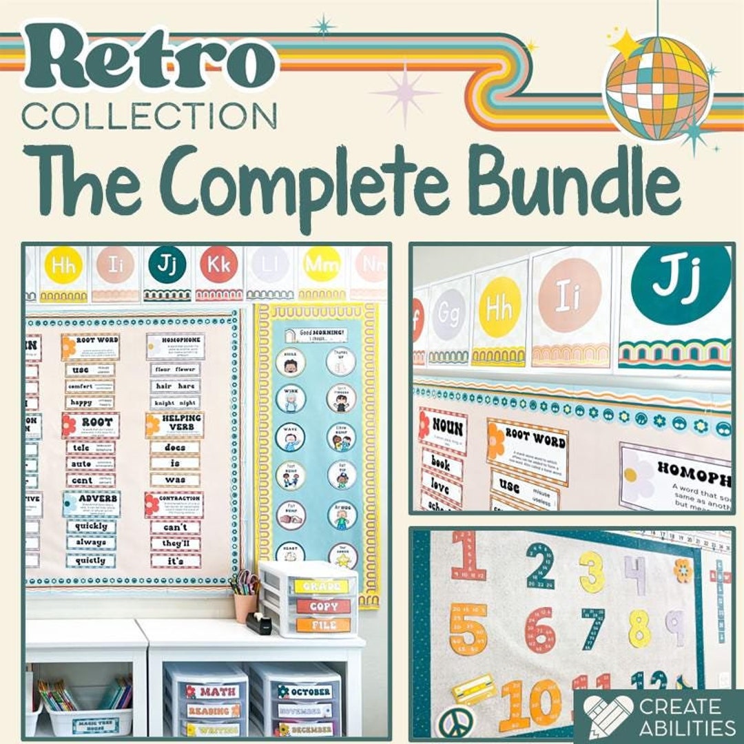 Retro Classroom Decor Bundle | Editable Retro Classroom Decor | Retro ...