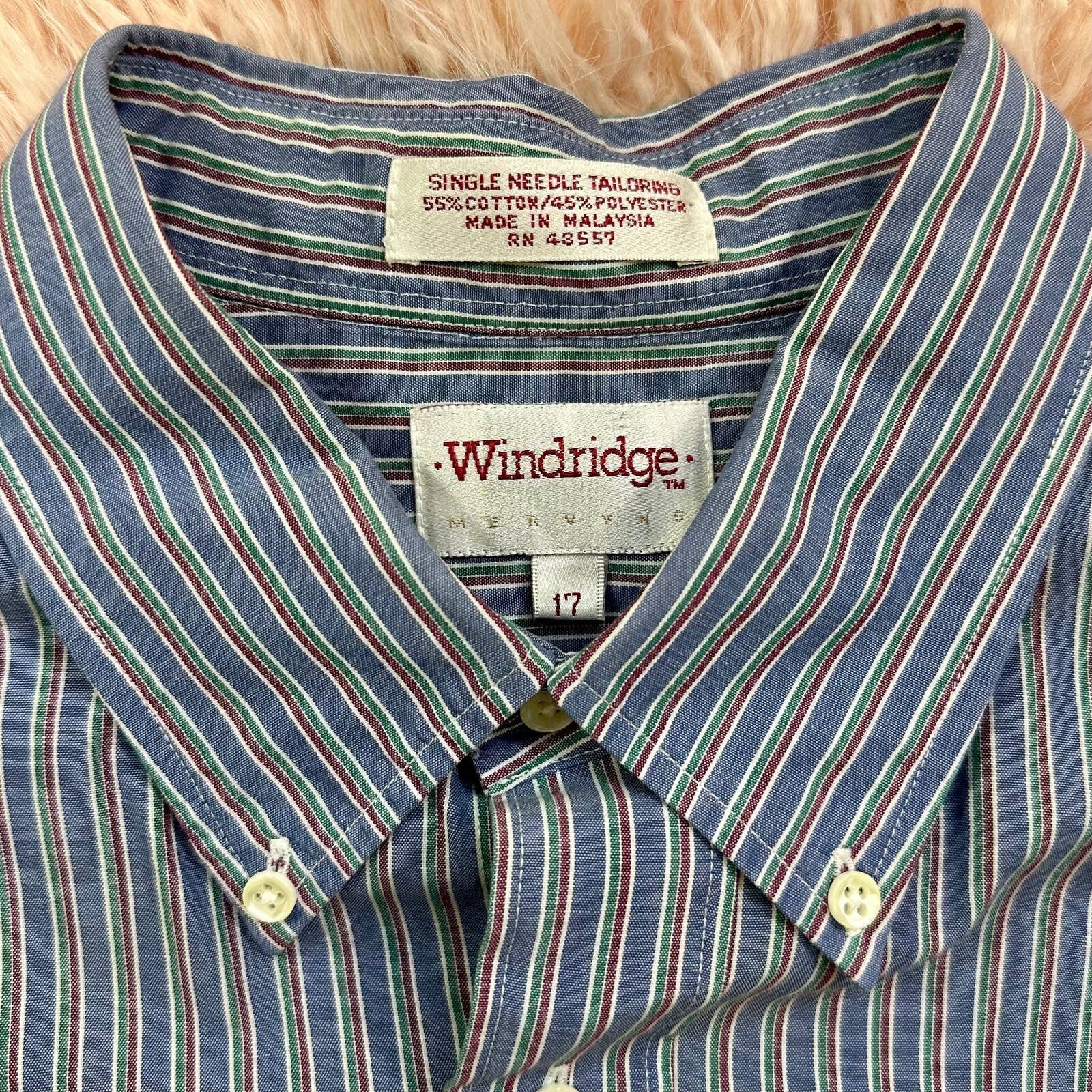 Mens 17 Neck Vintage Windridge Button Down Shirt - Etsy