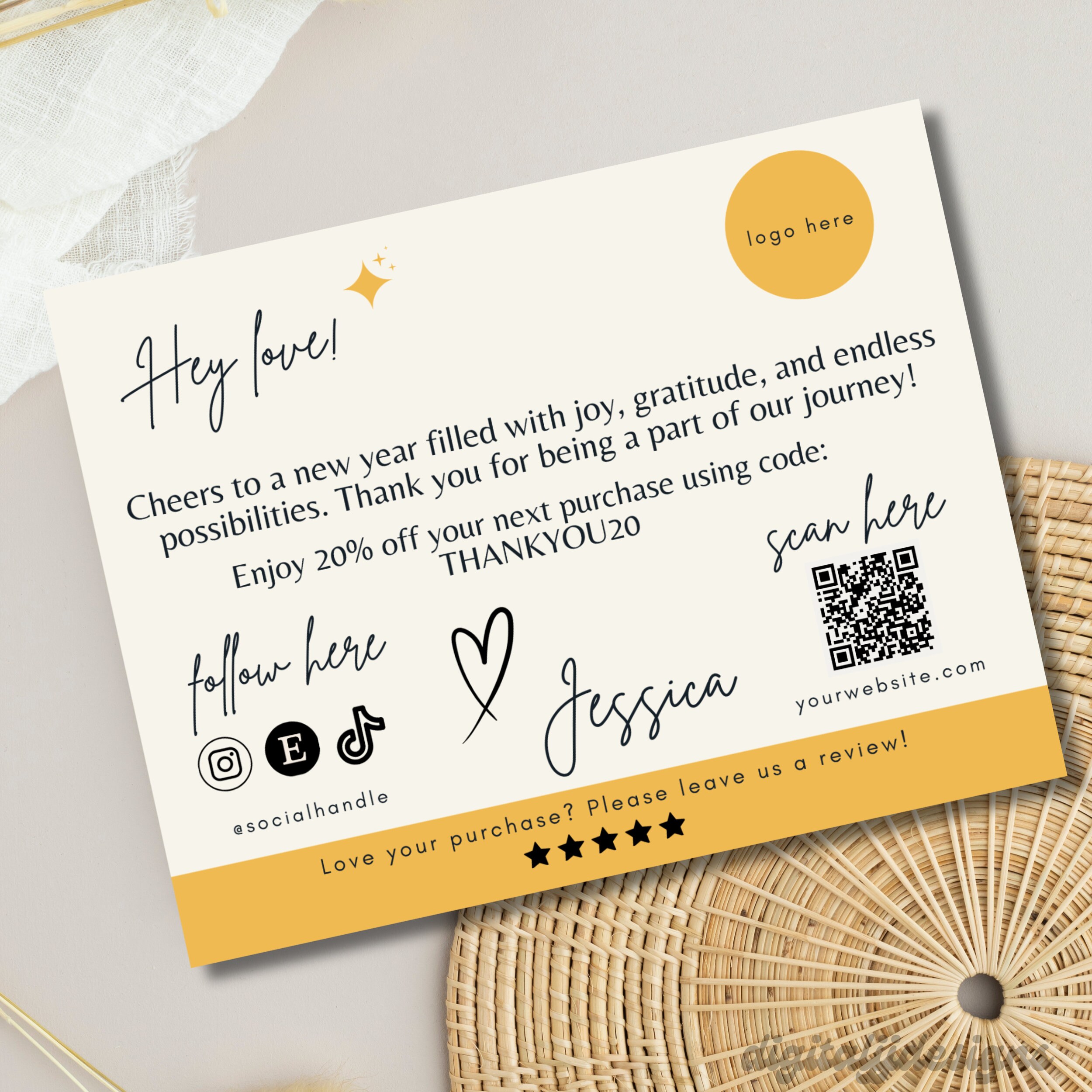 Holiday Printable Thanks for Your Purchase, 2024 New Years Business ...