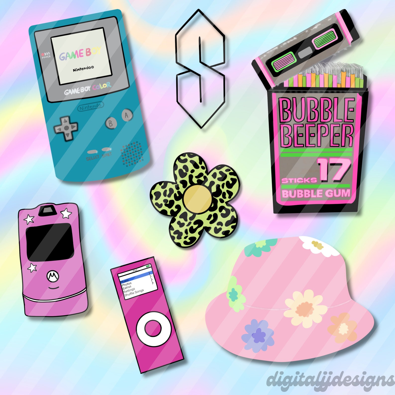 90s Sticker PNG Bundle, 2000s PNG Digital Download, Digital Planner ...