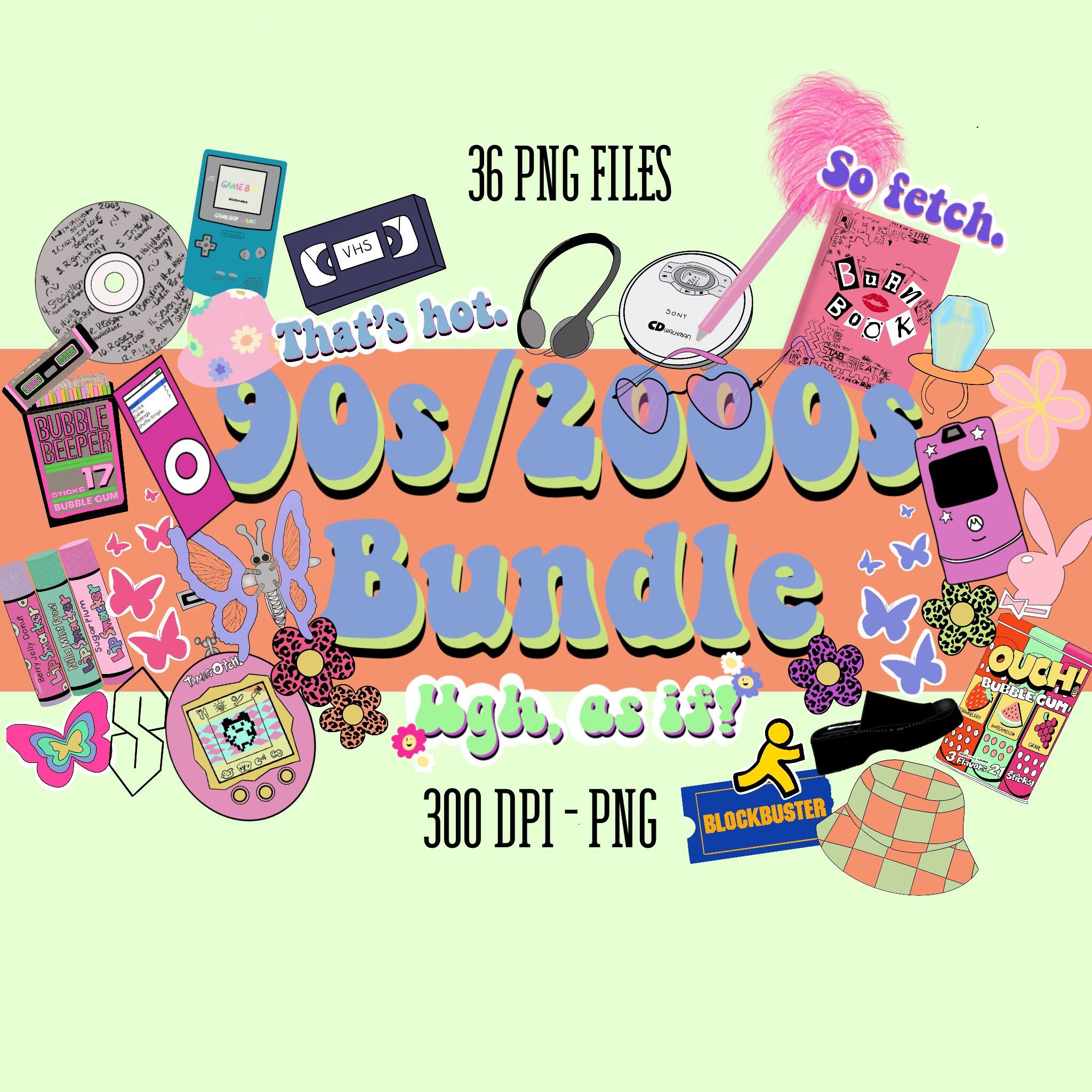90s Sticker PNG Bundle, 2000s PNG Digital Download, Digital Planner ...